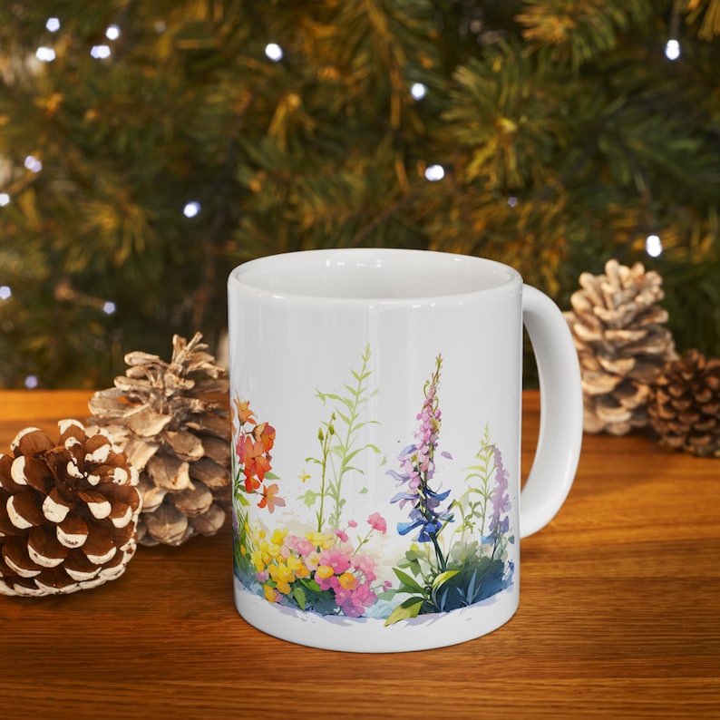 Pressed Flowers Mug, Wildflowers Cottage Core Coffee Mug, Vintage ...