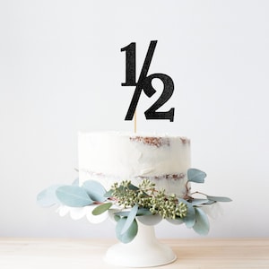 Half Birthday Cake Topper | 1/2 Birthday Boy Cake Topper | Black ...