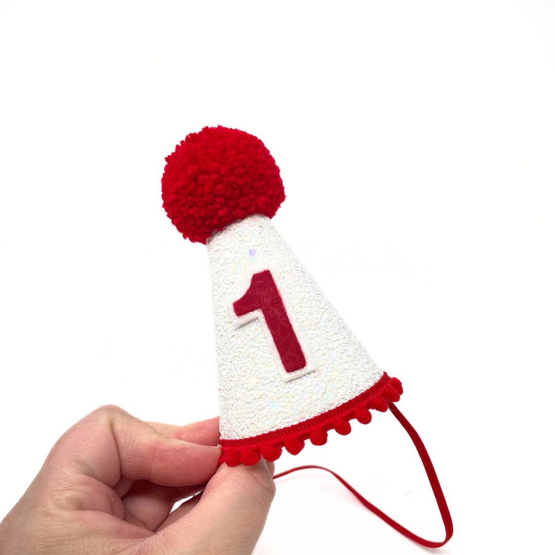 1st Birthday Boy Party Hat | Red & White Party Hat | First Birthday Boy ...