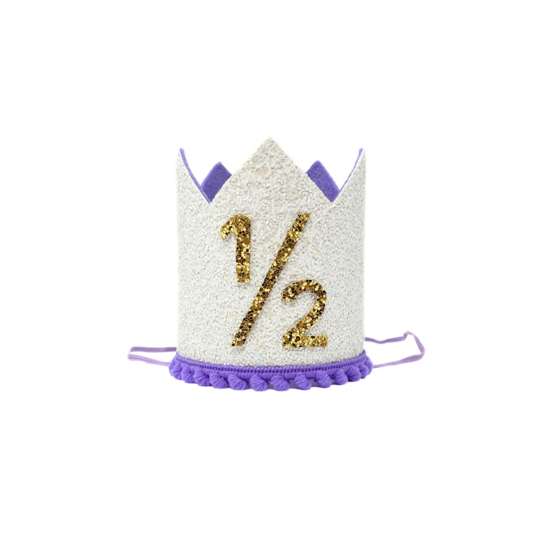 Half Birthday Party Crown Purple Party Crown Half Birthday Girl Glitter ...