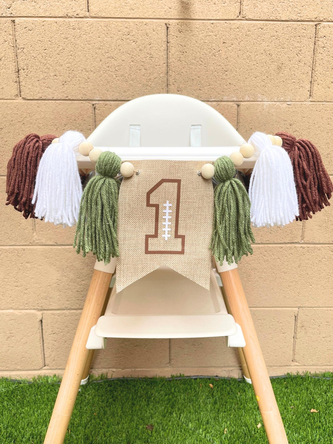 First Birthday High Chair Banner | First Down Birthday | Football ...