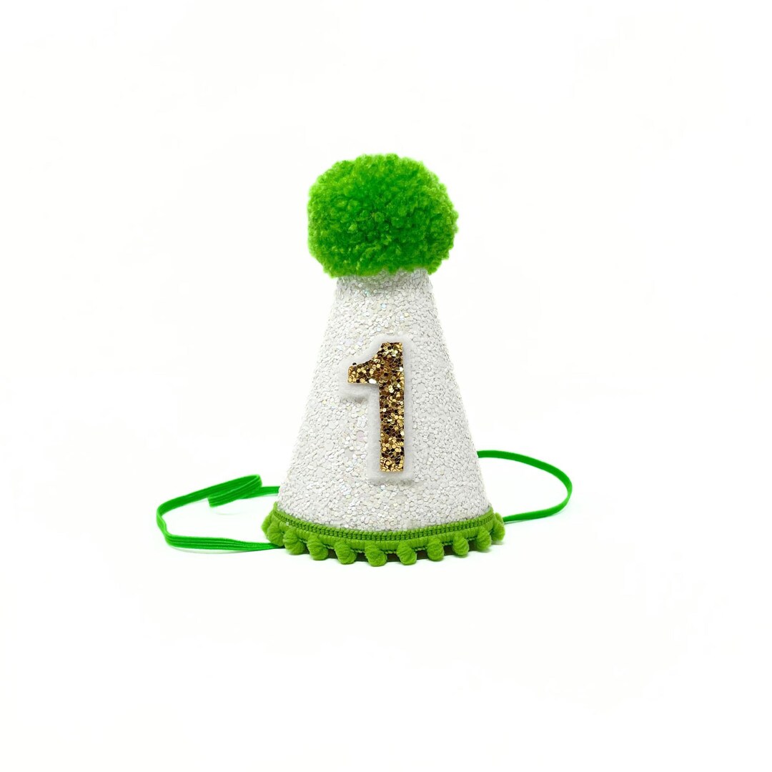 1st Birthday Boy Party Hat | Green & White Party Hat | First Birthday ...