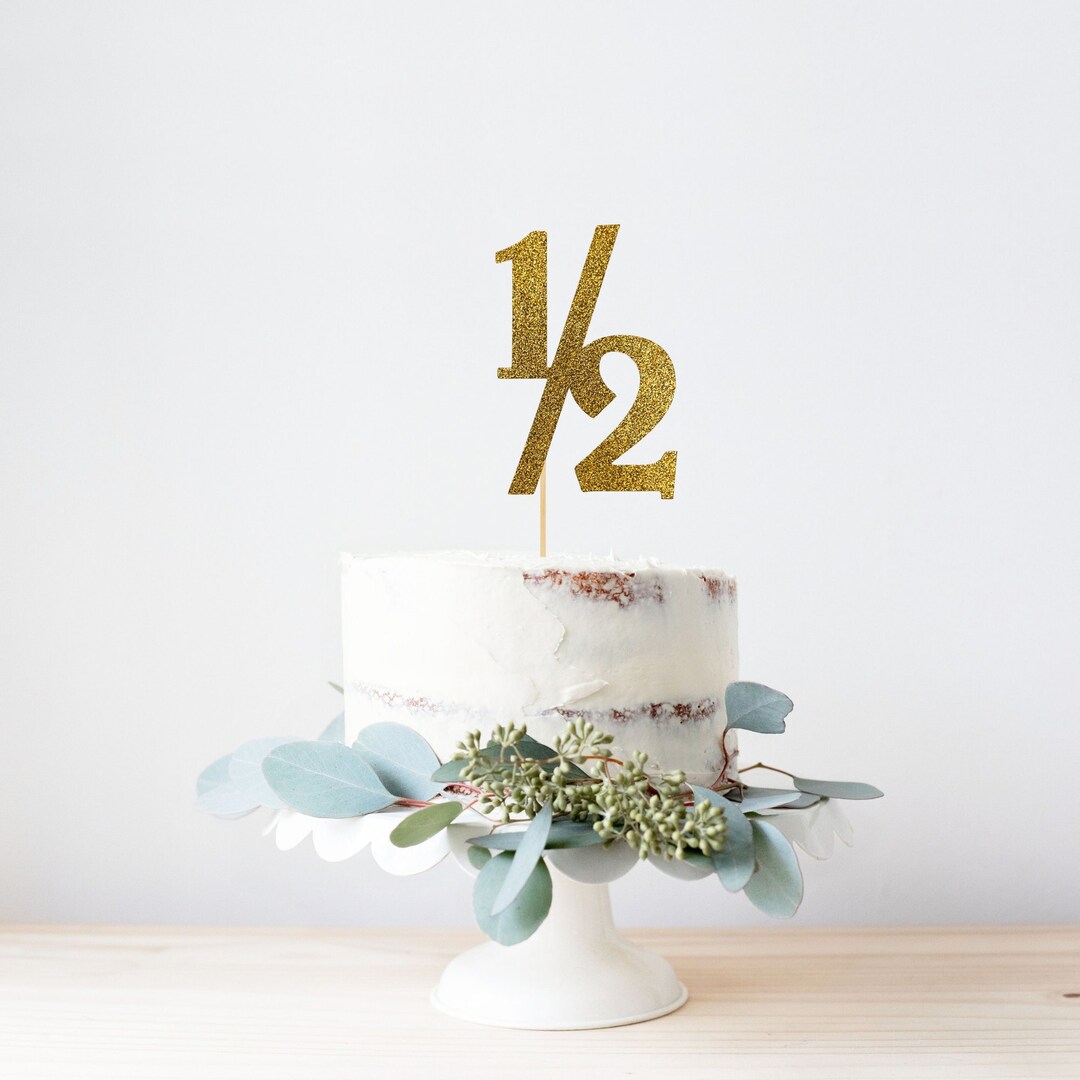 Half Birthday Cake Topper | 1/2 Birthday Girl Cake Topper | Gold Cake ...