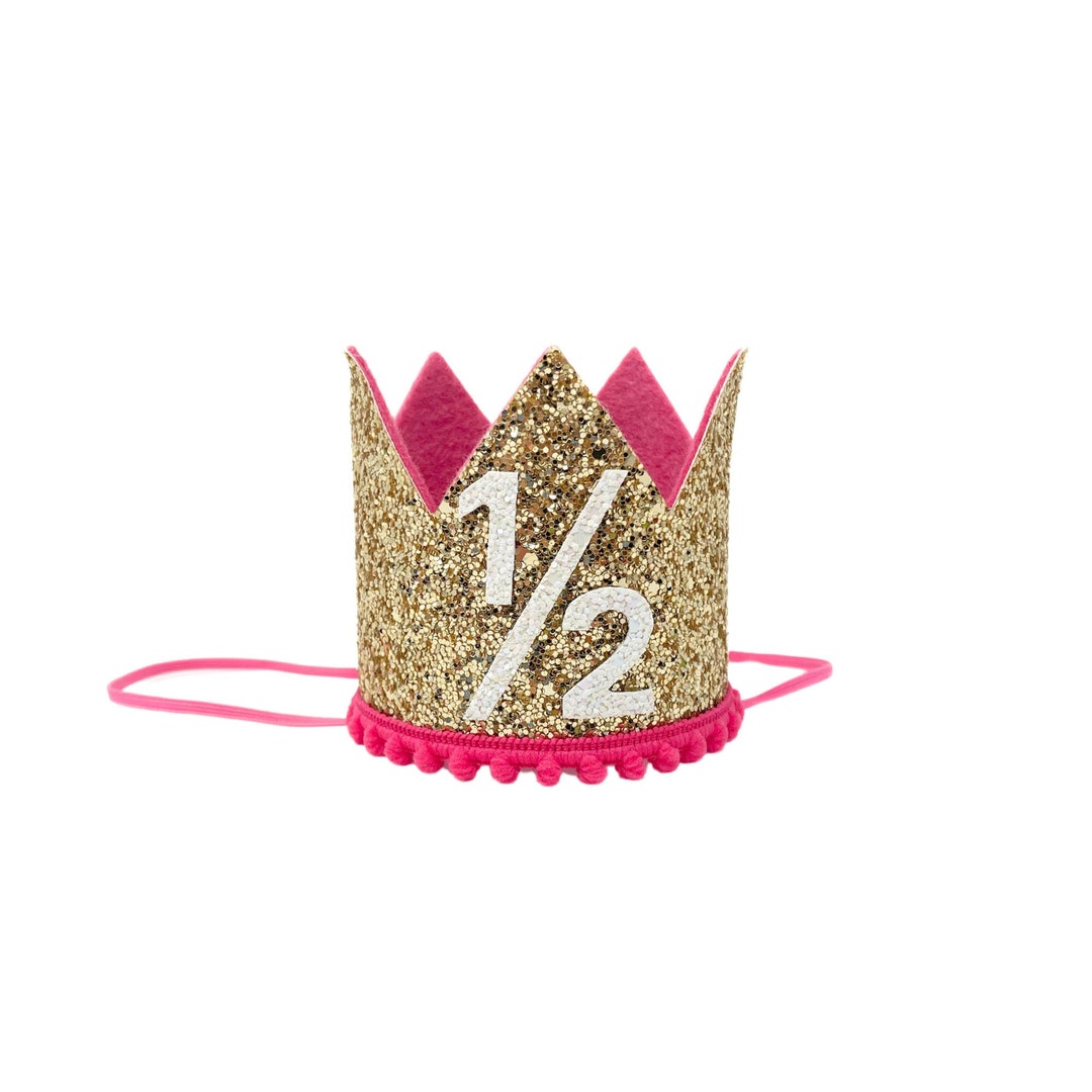 Half Birthday Girl Party Crown | Gold & Pink Party Crown | Half ...