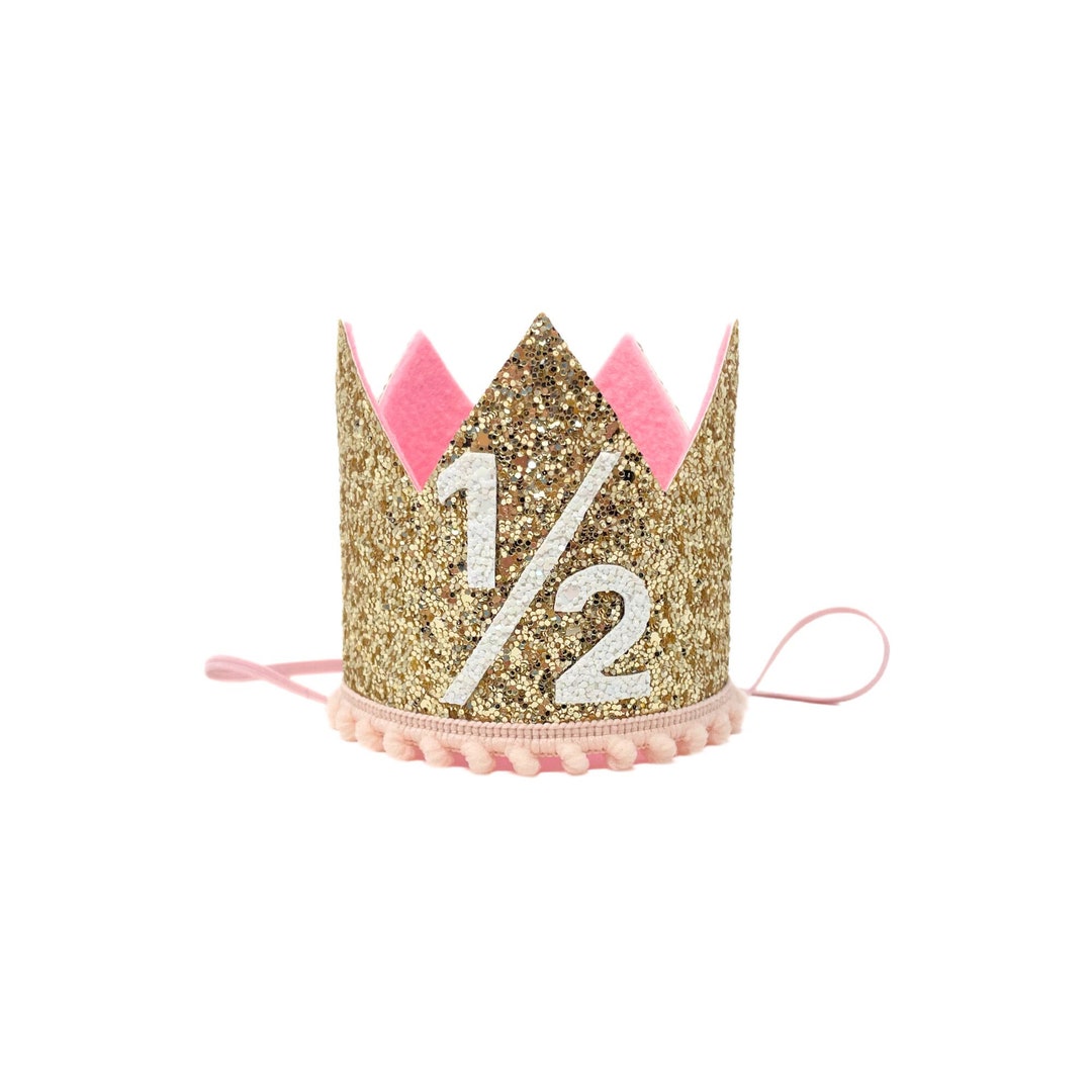 Half Birthday Girl Party Crown | Gold & Pink Party Crown | Half ...