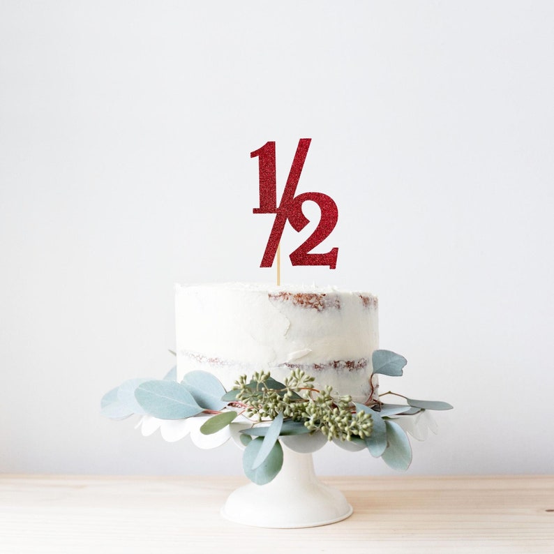 Half Birthday Cake Topper 1/2 Birthday Girl Cake Topper Red Cake Topper ...
