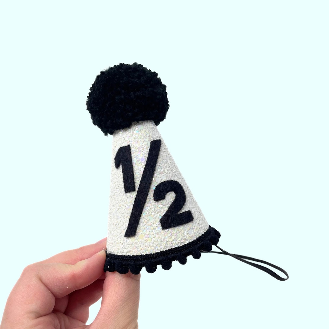 Half Birthday Boy Party Hat | Black & White Party Hat | 1/2 Birthday ...
