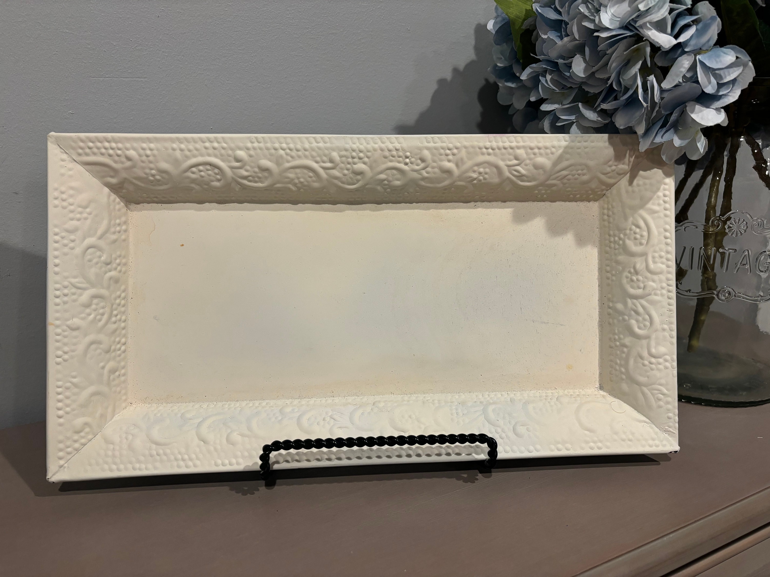 Off White Rectangle Metal Tray - Etsy