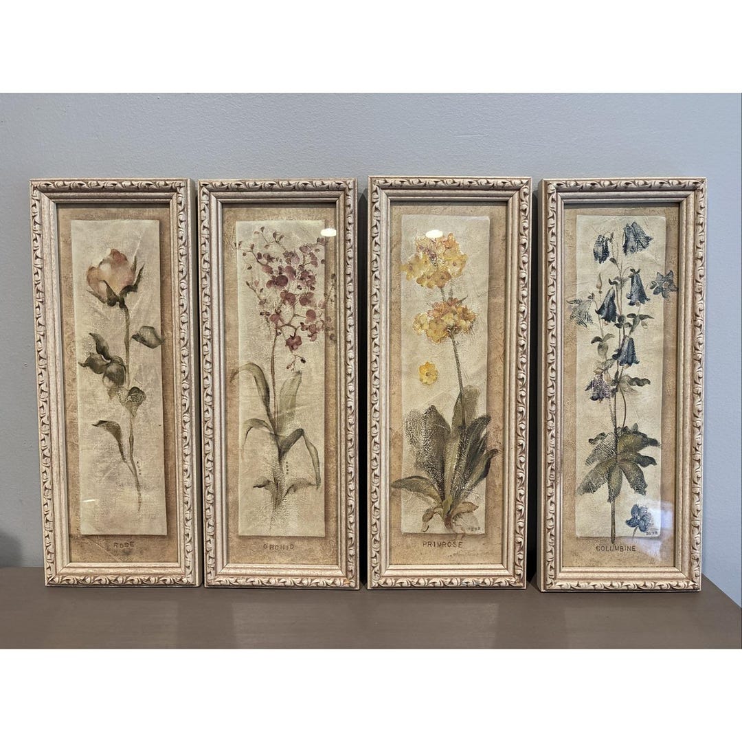 4 Cheri Blum Framed Wall Art Orchid Prints Flower Garden 13" X 5"each ...