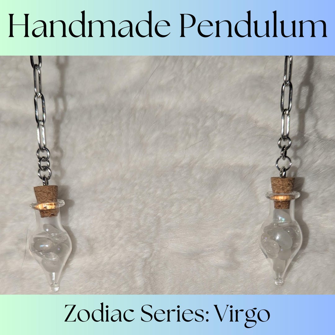 Virgo Zodiac Pendulum - Howlite, Aura Quartz & Raw Clear Quartz ...