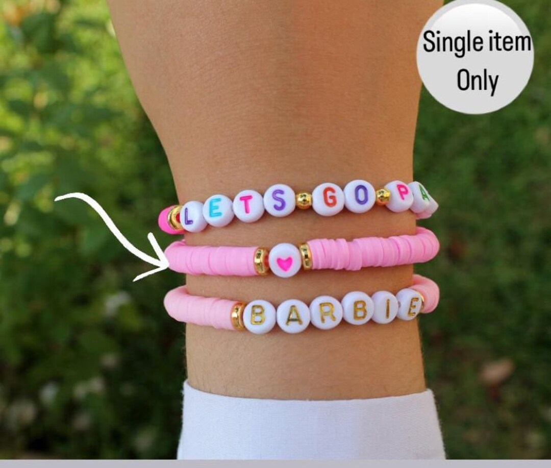Beaded Bracelet, Pink Bracelet, Custom Name Bracelet, Pink Color ...