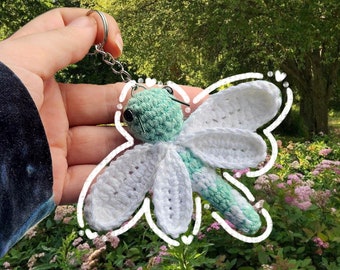Crocheted Dragonfly Keychain FREE SHIP Several Colors Available - Etsy