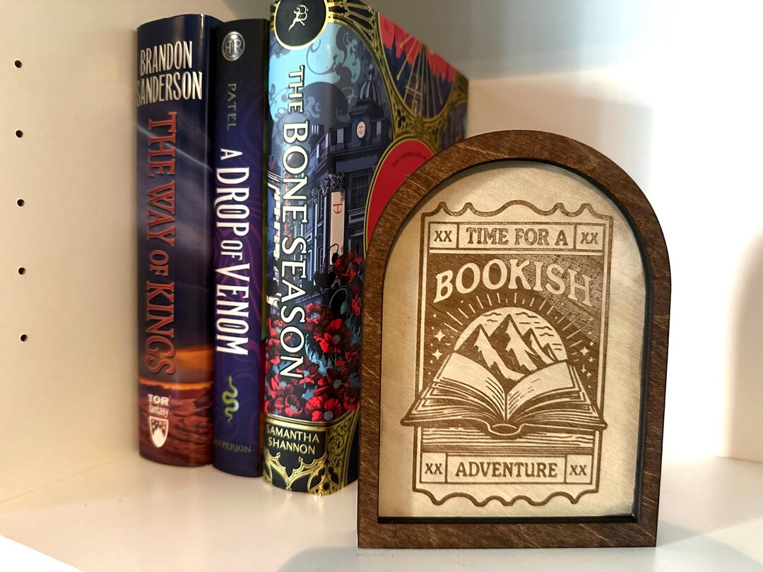Time for a Bookish Adventure Shelf Decor Bookend, Book Nook, Bookshelf ...