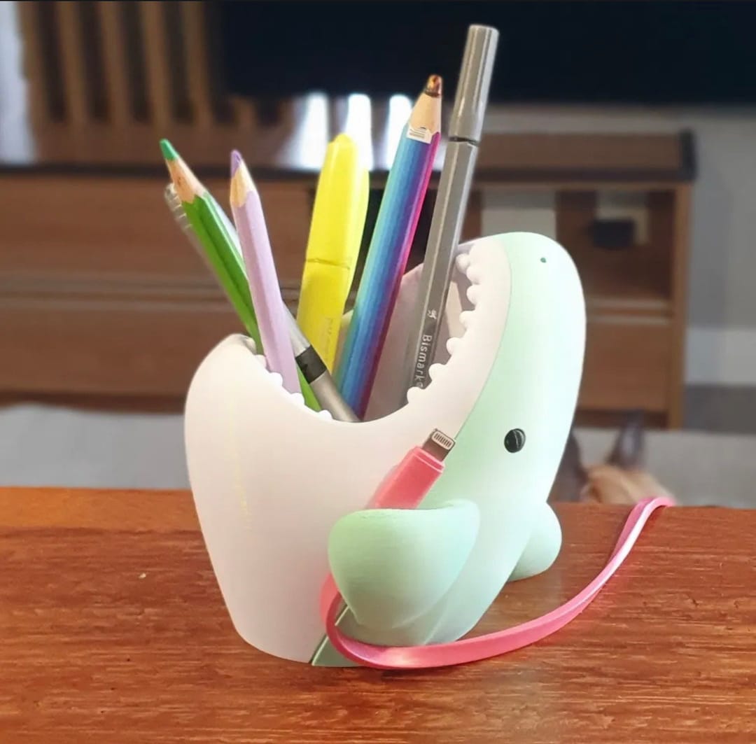 Shark Cable/pen/pencil Holder, Cable Organzation, Cute Sharks, Charger Cable, Desk Organization ...