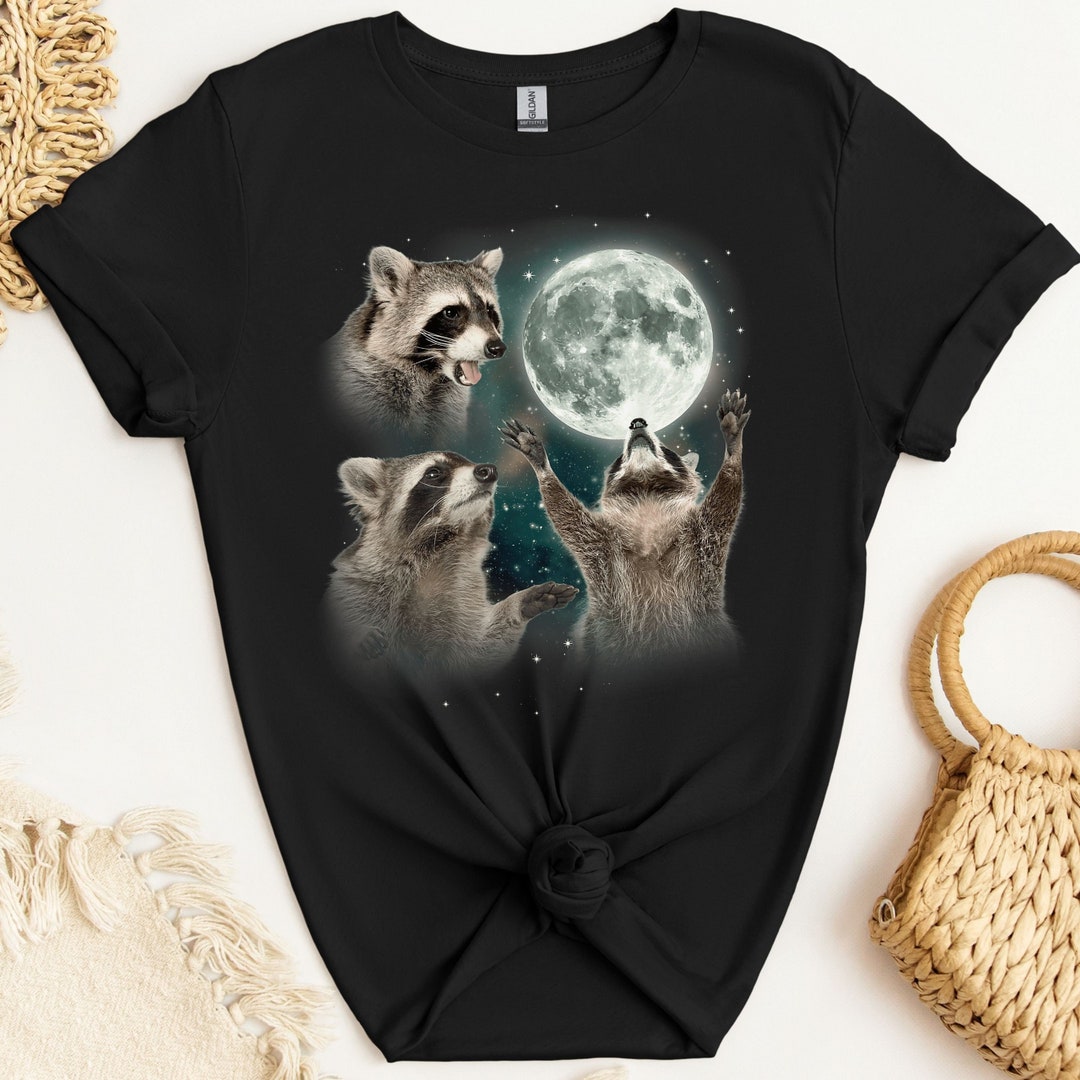 Retro Raccoon Moon Tshirt, Funny Raccoon Tee, Raccoon Shirt, Funny ...