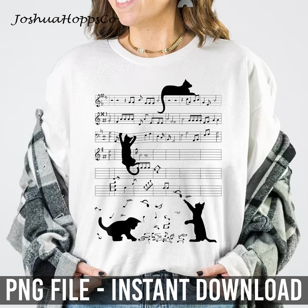 Cute Cat Kitty Playing Music Note Clef Musician Art Png, Cat Funny ...