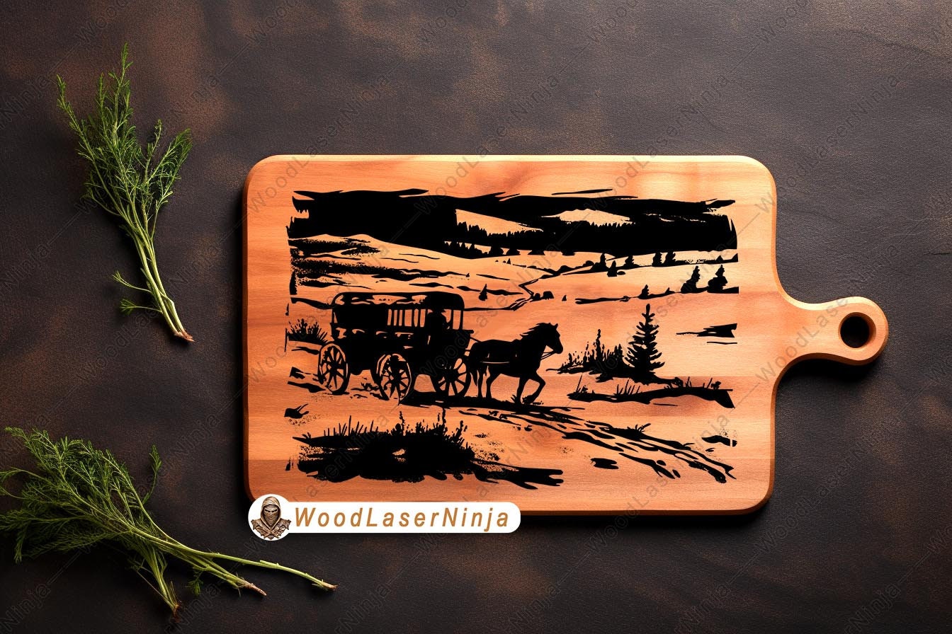 Stagecoach Carriage Horse Cart Wagon Cab Mountain Laser File Coaster ...