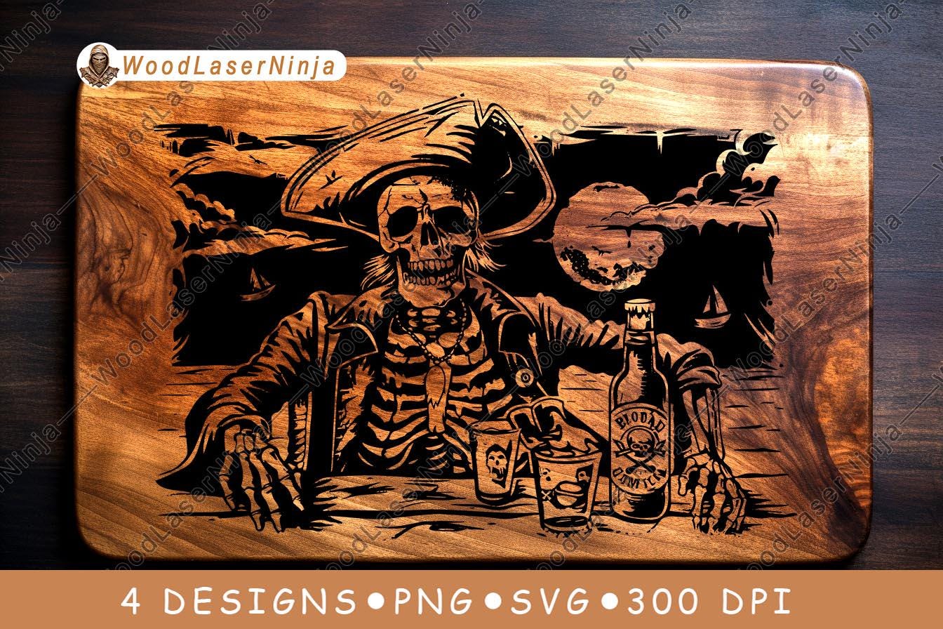 Skeleton Drunk Pirate Wine Rhum Beer Whiskey Ale Laser File Coaster ...