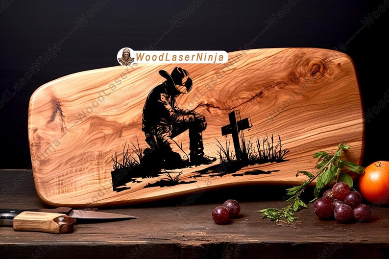 Cowboy Kneeling Headstone Mourn Lonely Sad Grave Laser File Coaster ...