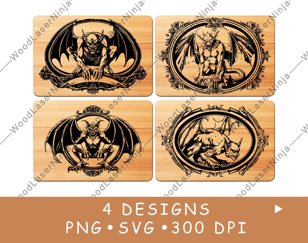 Gargoyle Mirror Gothic Frame Diablo Myth Satan Laser File Coaster Burn ...