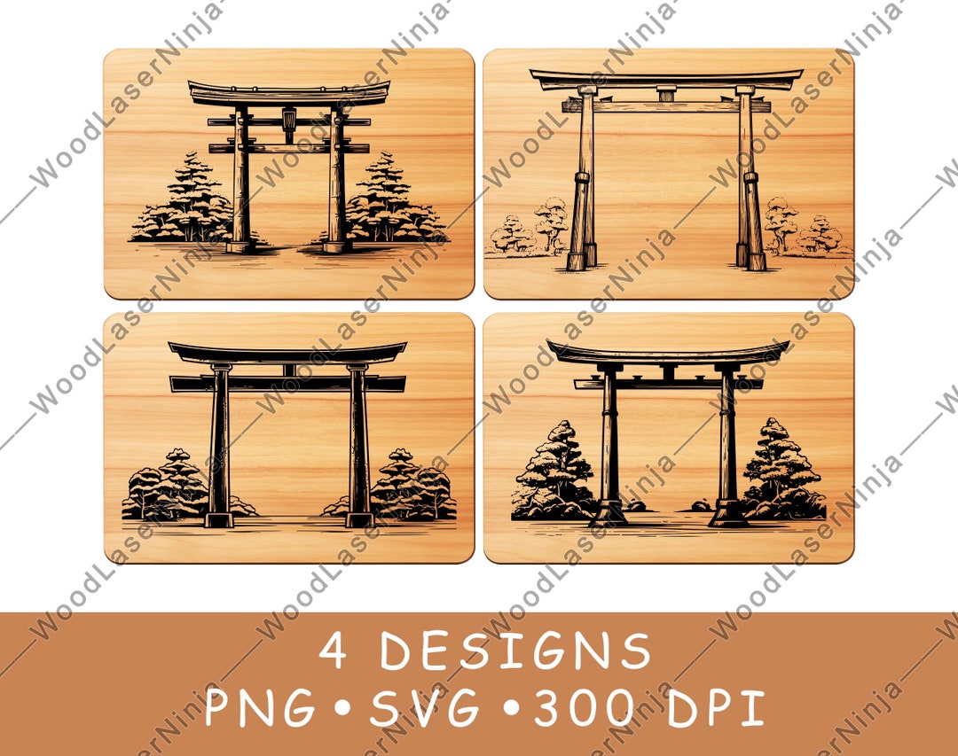 Japanese Torii Gate Shrine Arch Red Shinto Portal Laser File Coaster ...