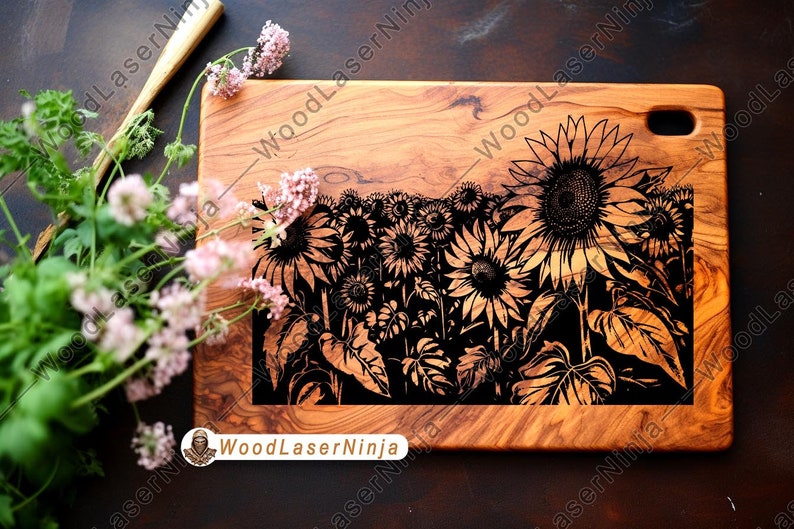 Sunflower Field Floral Bloom Garden Flower Plant Laser File Coaster ...