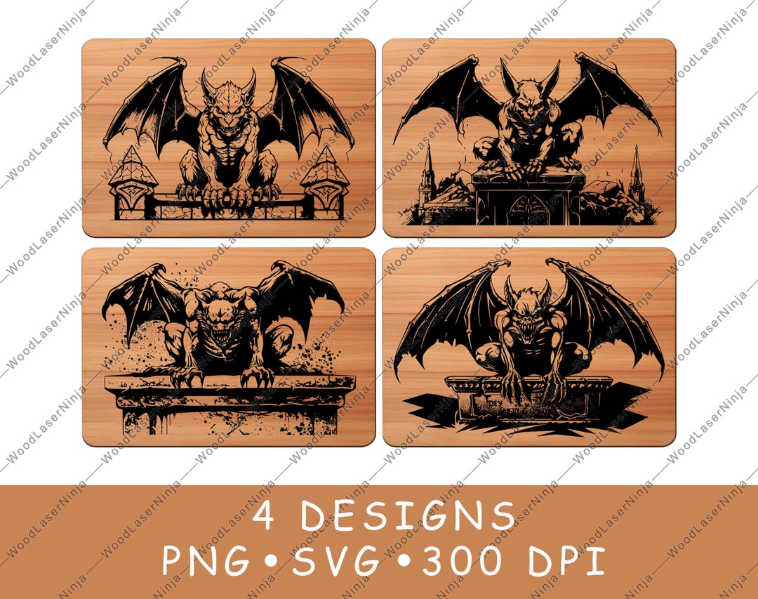 Gargoyle Headstone Gothic Statue Diablo Demon Myth Coaster Laser Slate ...