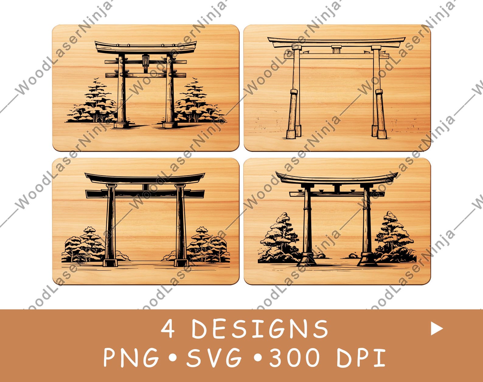 Japanese Torii Gate Shrine Arch Red Shinto Portal Laser File Coaster ...