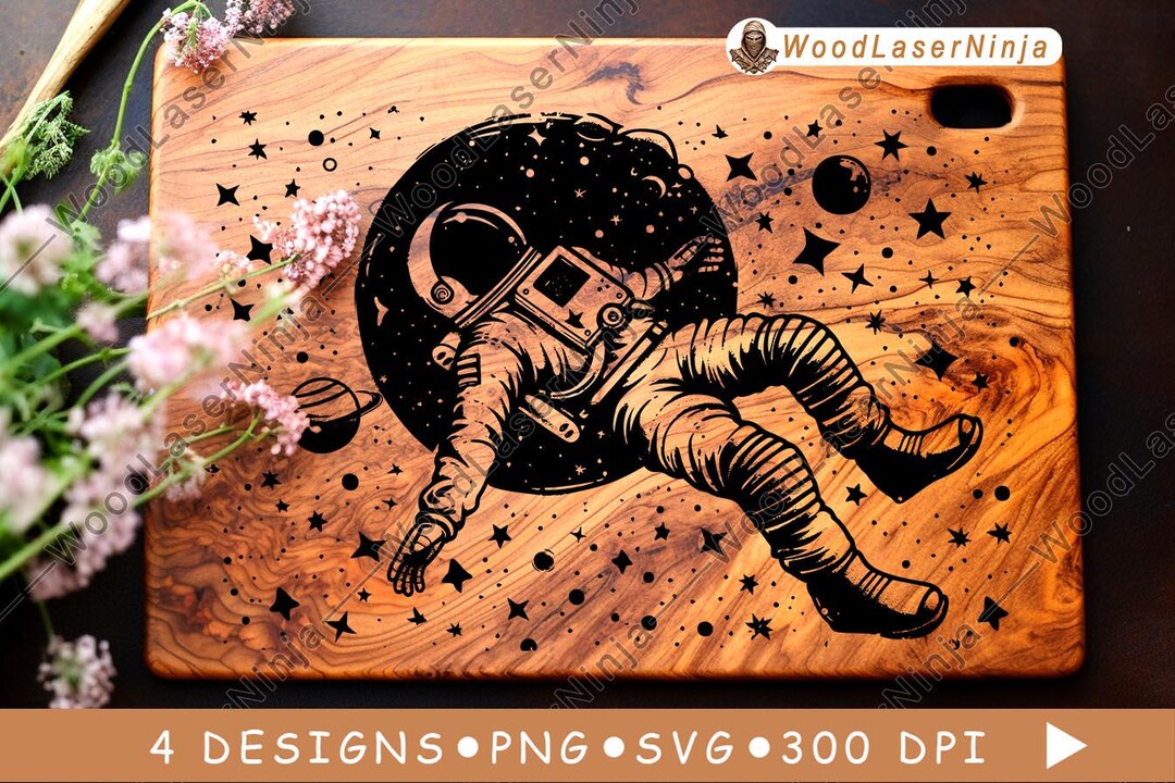 Floating Astronaut Spaceman Planets Space Universe Laser File Coaster ...