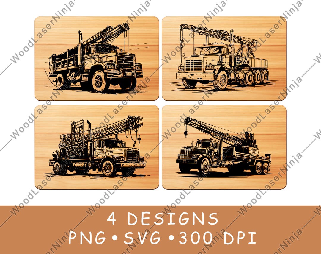 Crane Truck Oil Drilling Rig Heavy Duty Vehicle Laser File Coaster Burn ...