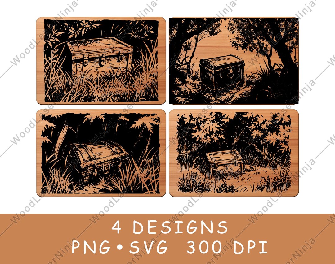 Treasure Chest Box Jewels Gold Vessel Loot Hoard Laser File Coaster ...