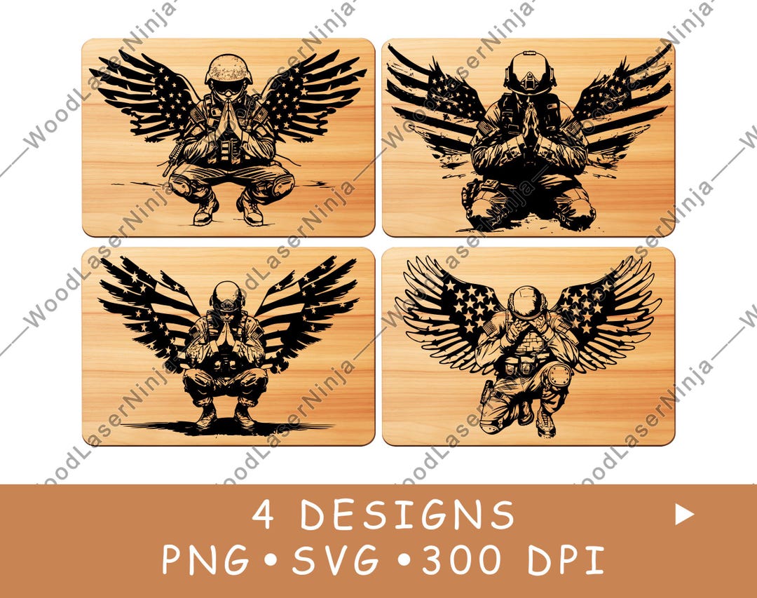 American Soldier Wings Military Tribute Heroes Art Laser File Coaster ...