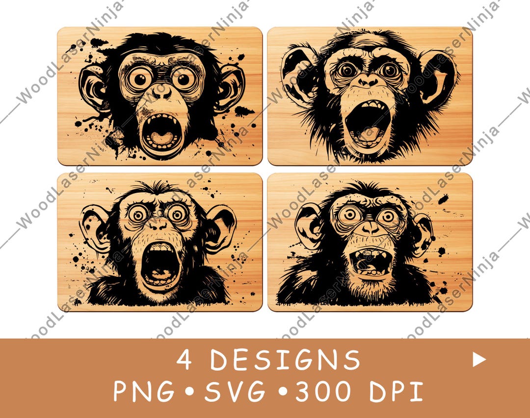 Funny Monkey Chimpanzee Shock Face Scared Surprise Laser File Coaster ...