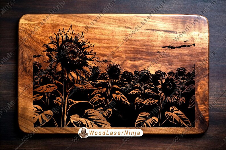 Sunflower Field Floral Bloom Garden Flower Plant Laser File Coaster ...
