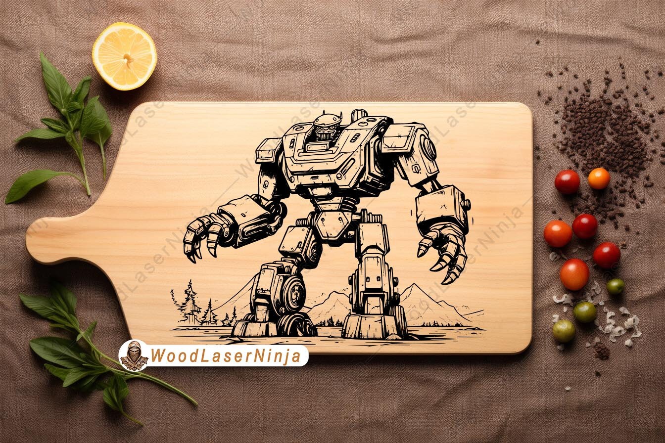 Giant Wooden Robot Sculpture Puppets Toy Mech Laser File Coaster Burn ...