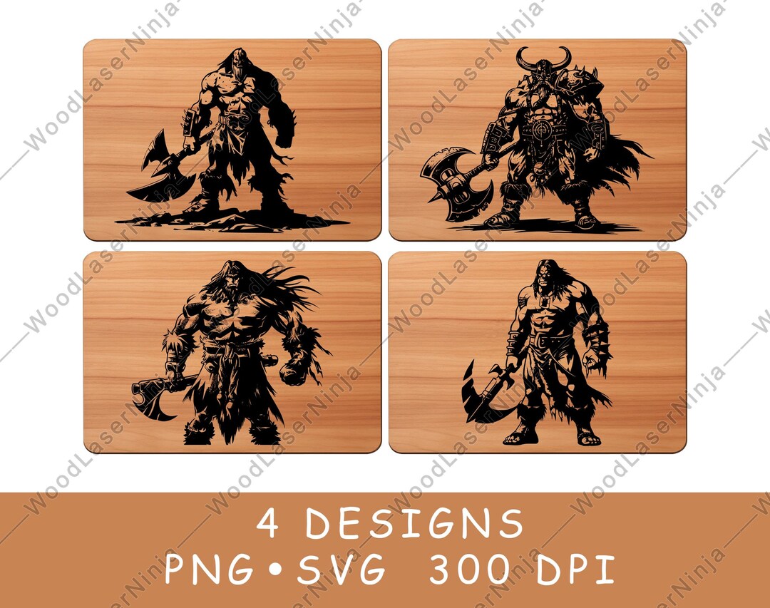 Barbarian Orc Monster Brutish Beast Muscular Hero Laser File Coaster ...