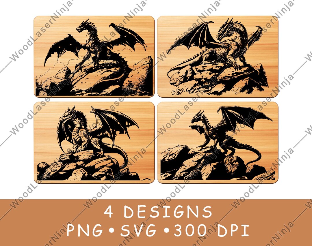 Dragon Draco Mountain Beast Dungeon Myth Fantasy Laser File Coaster ...
