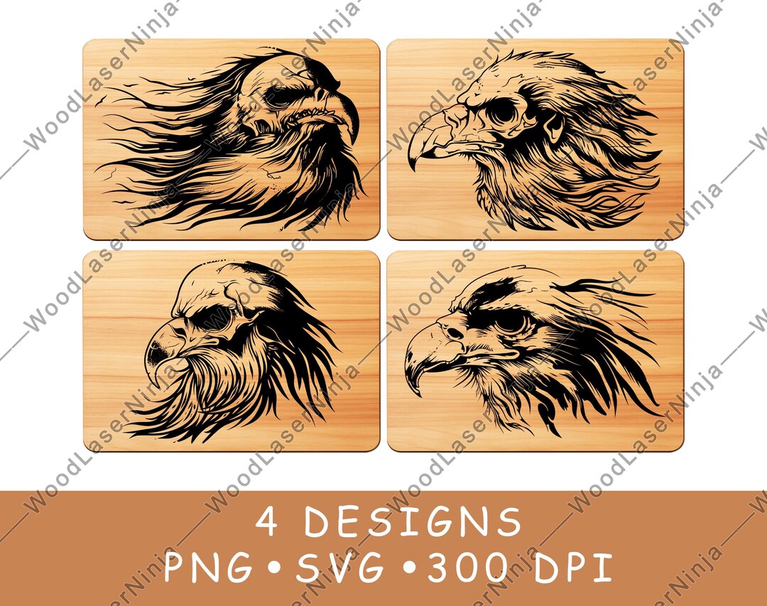 Eagle Skull Long Beard Hybrid Bird Spooky Creature Laser File Coaster ...