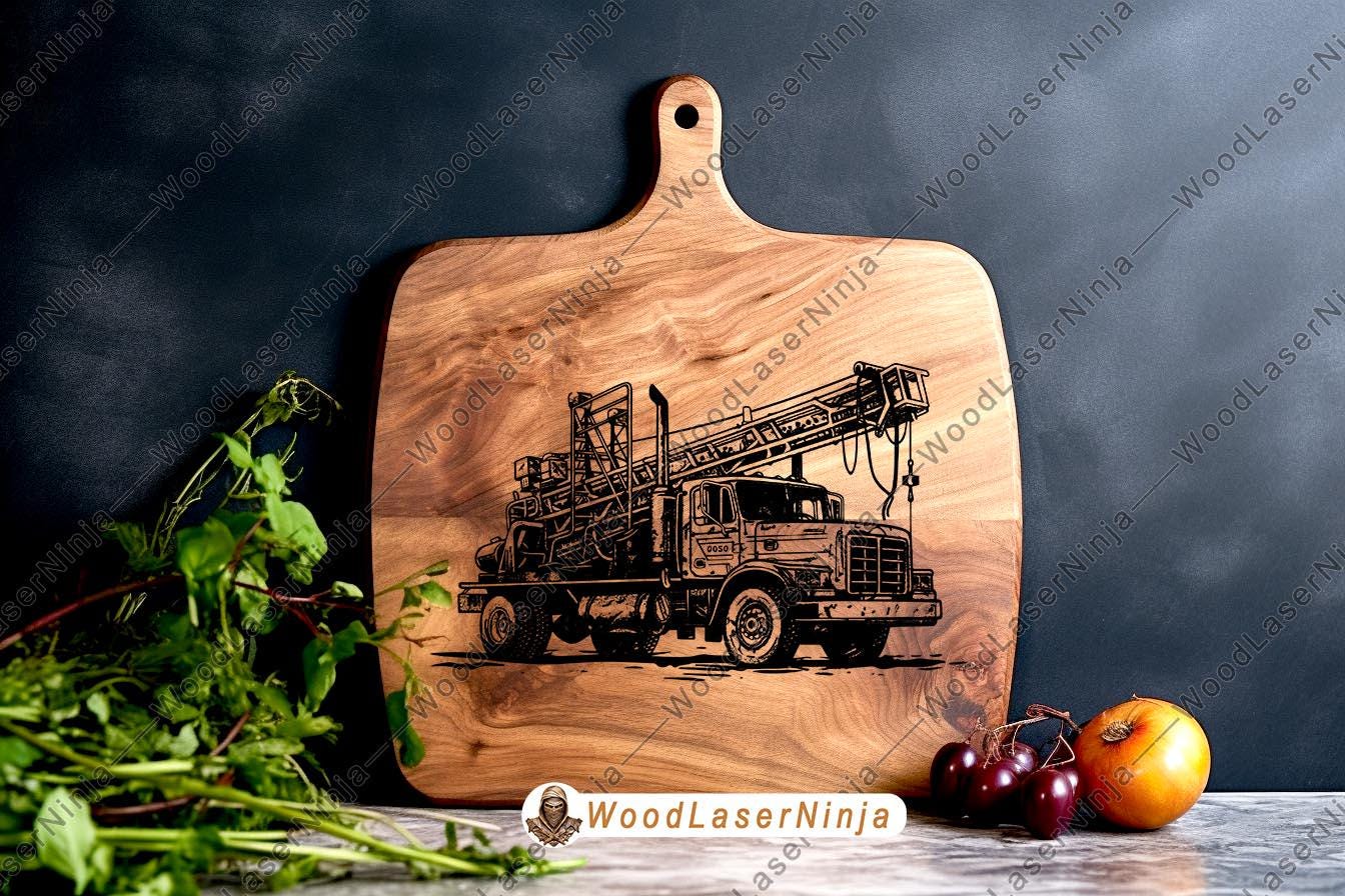 Crane Truck Oil Drilling Rig Heavy Duty Vehicle Laser File Coaster Burn ...