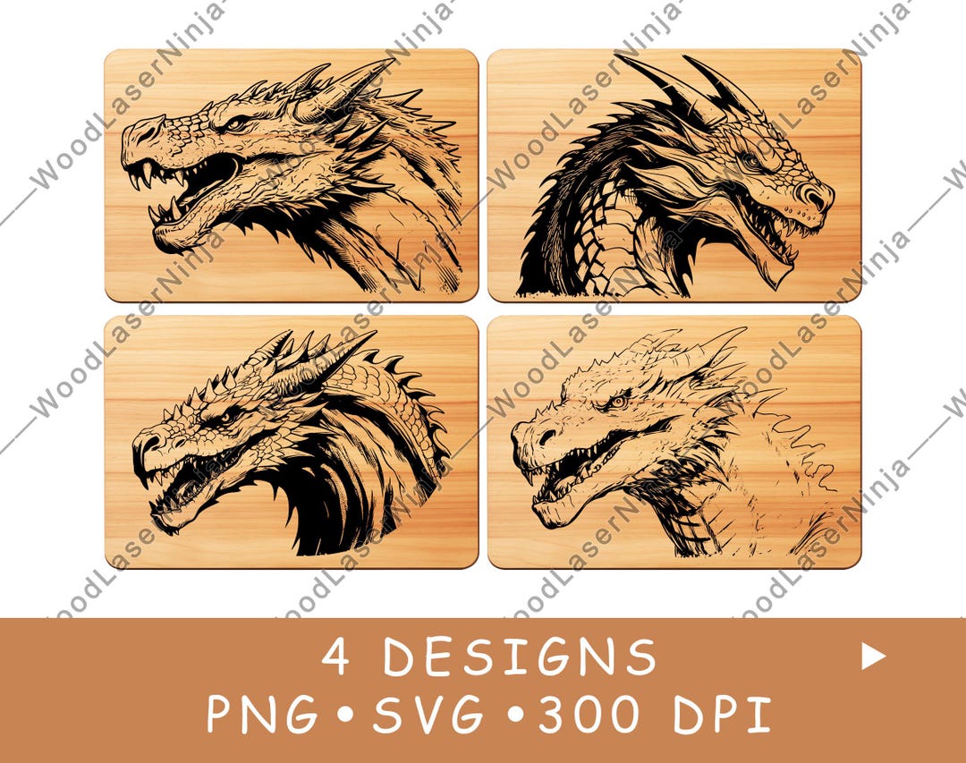 Dragon Head Rings Monster Draco Beast Lord Serpent Laser File Coaster ...