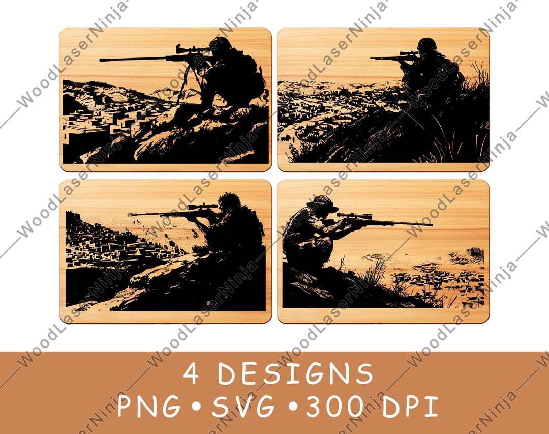 Military Sniper on Hill Marksman Sharpshooter Army Laser File Coaster ...