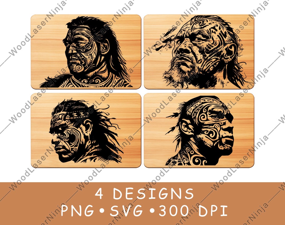 Maori Man Samoan Tongan Tribe Tattoo Warrior Face Laser File Coaster ...