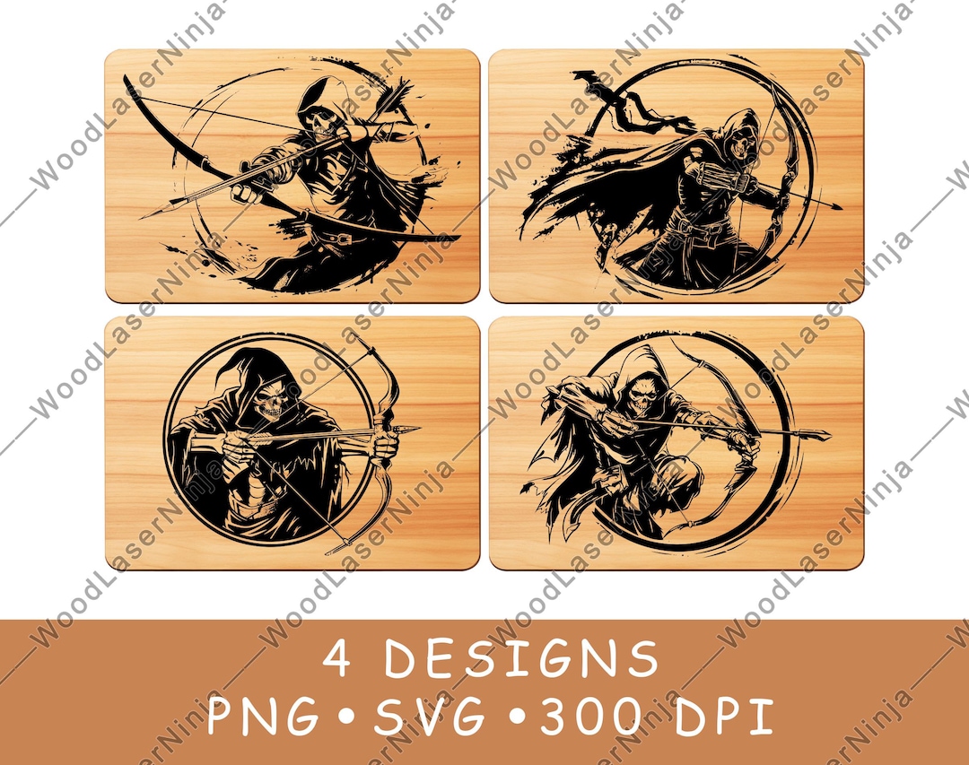 Grim Reaper Archer Bow Arrow Dark Death Lethal Art Laser File Coaster ...