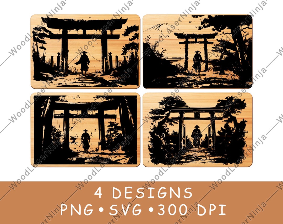 Samurai Torri Gate Japan Ninja Warrior Ronin Art Laser File Coaster ...