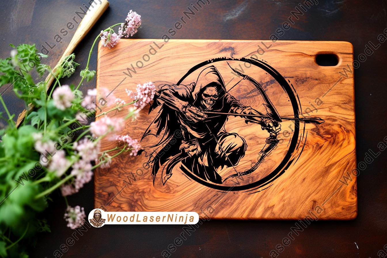Grim Reaper Archer Bow Arrow Dark Death Lethal Art Laser File Coaster ...