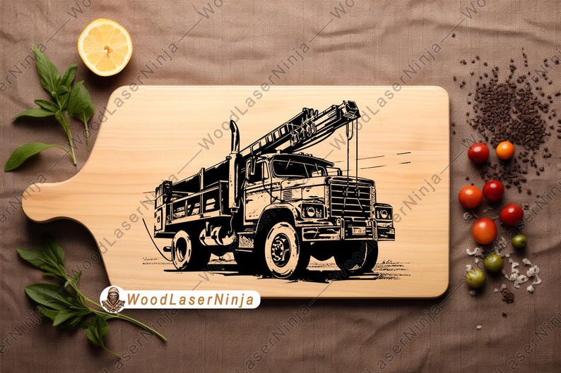 Crane Truck Oil Drilling Rig Heavy Duty Vehicle Laser File Coaster Burn ...