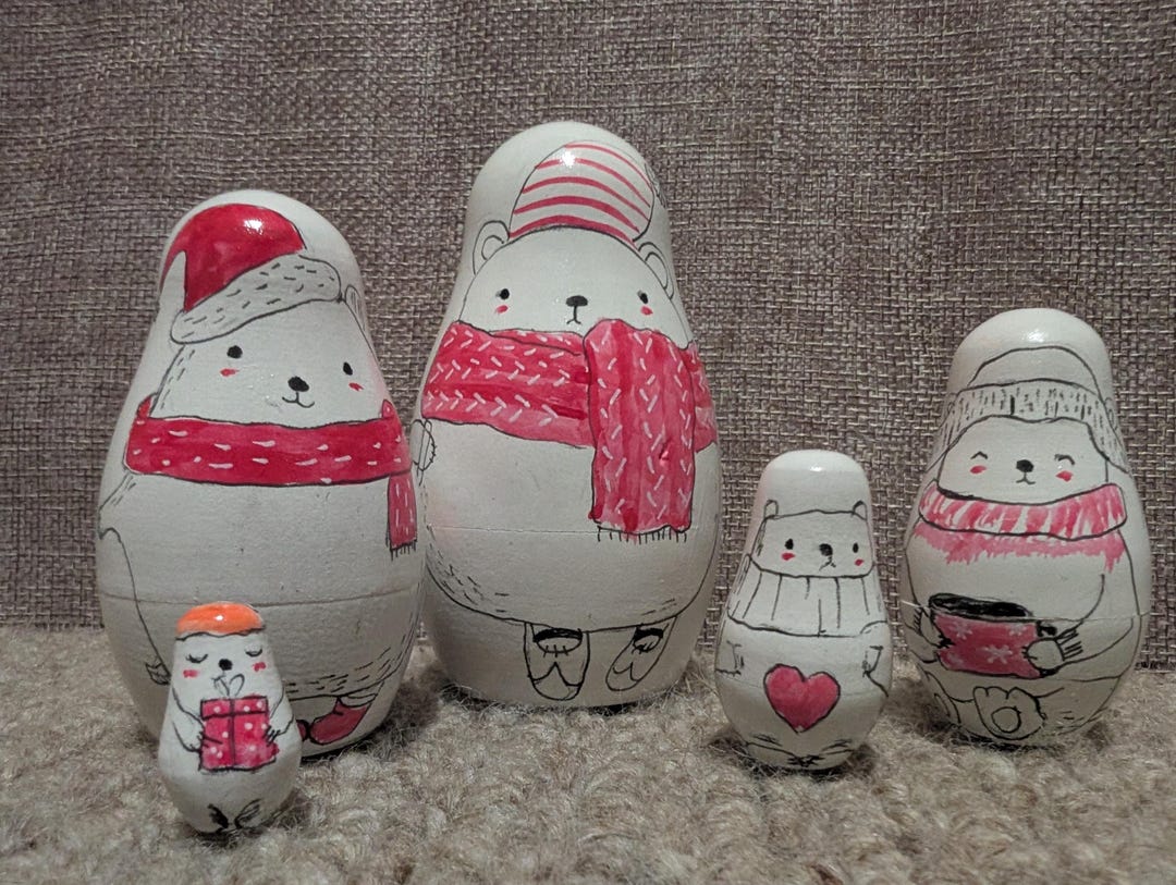 Christmas Themed Nesting Dolls-bears - Etsy