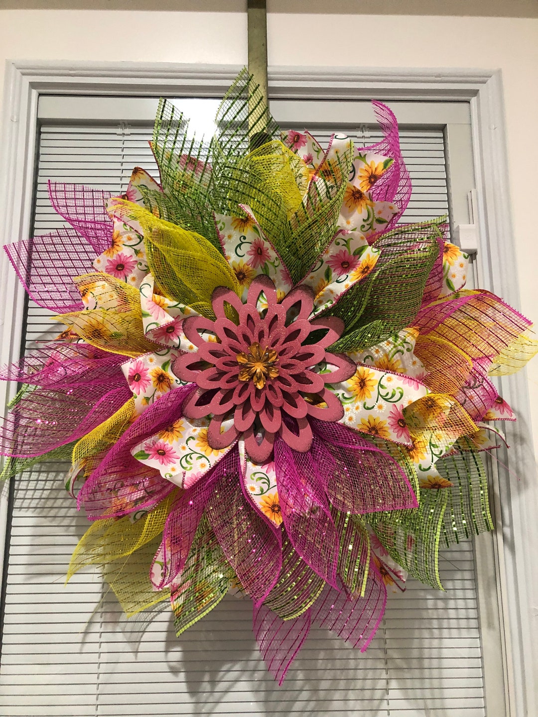 Spring/ Summer Mesh and Ribbon Wreath for Your Door or Wall Art. - Etsy