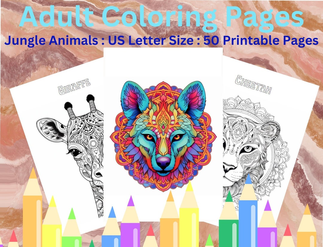 Mandala Animal Adult Coloring Pages - Etsy