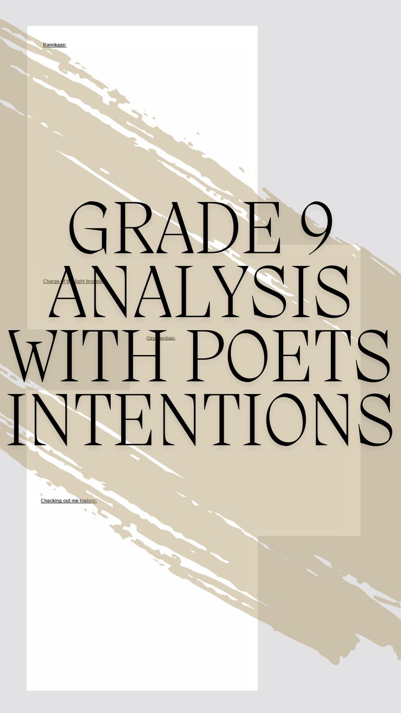 GRADE 9 ANALYSIS Poem Anthology - Etsy